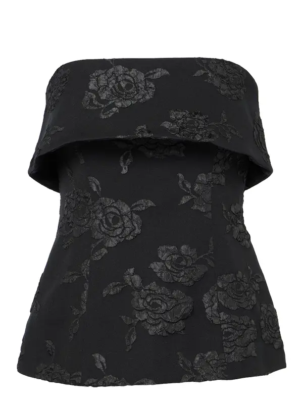 Remain Birger Christensen Floral Jacquard Off-shoulder Top - Black