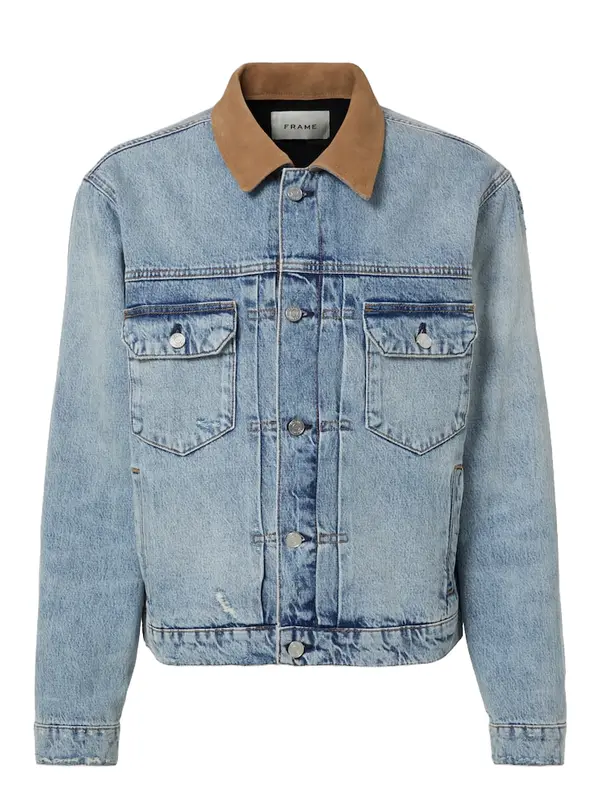 FRAME Distressed Denim Jacket - Blue