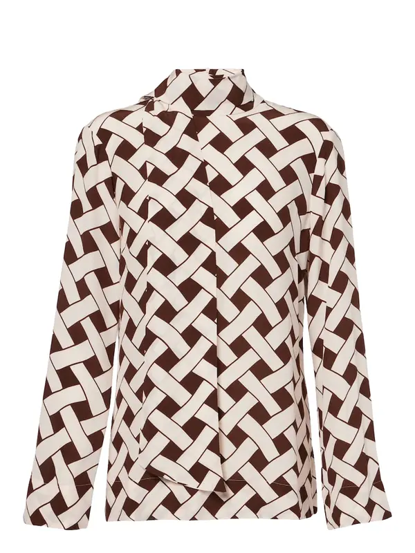 Rixo Libra Printed Tie-neck Blouse - Brown