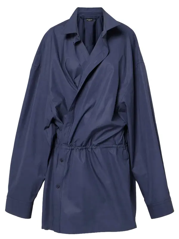 Balenciaga Cotton Poplin Shirt Dress - Blue