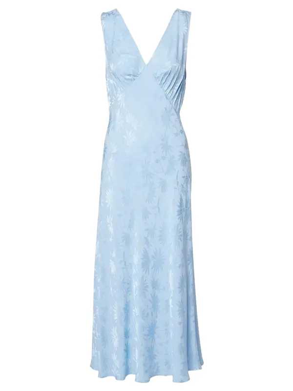 Rixo Sandrine Floral Jacquard Midi Dress - Blue