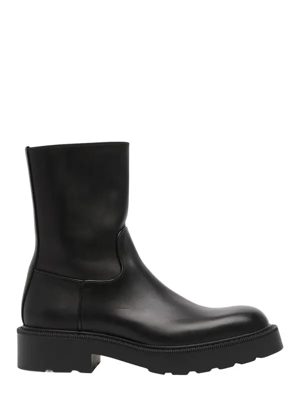 THE ROW Leather Short Moto Boots - Black