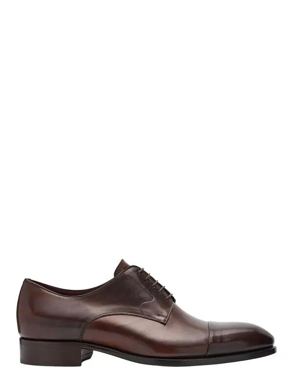 Brioni Milano Leather Cap-toe Derby Shoes - Mustard