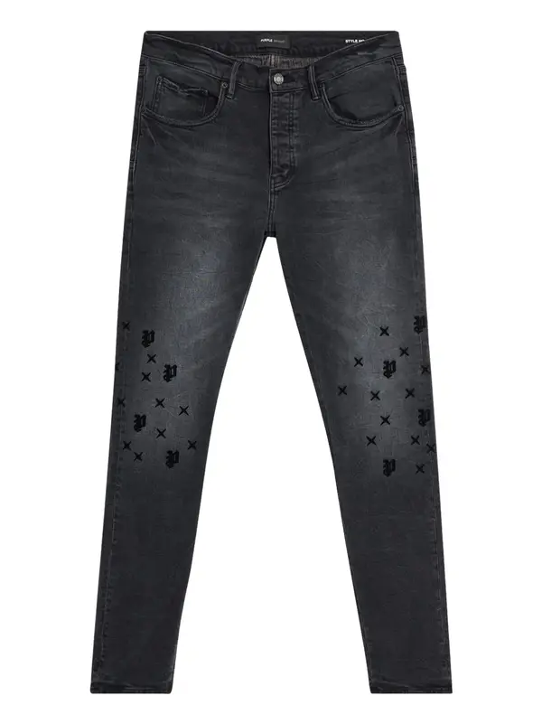 PURPLE BRAND Tuffetage Monogram Skinny Jeans - Black