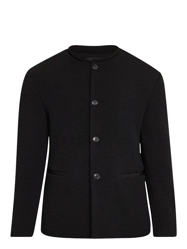 Giorgio Armani Textured Band-collar Blazer - Black