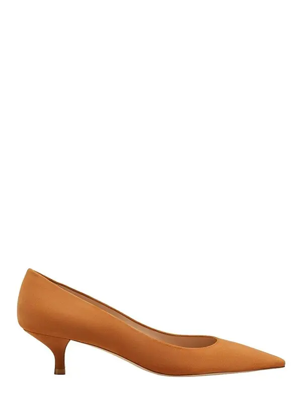 STUART WEITZMAN Suede Kitten Pumps - Brown