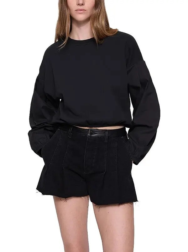 Rebecca Minkoff Julia Combo Long Sleeve Top - True Black