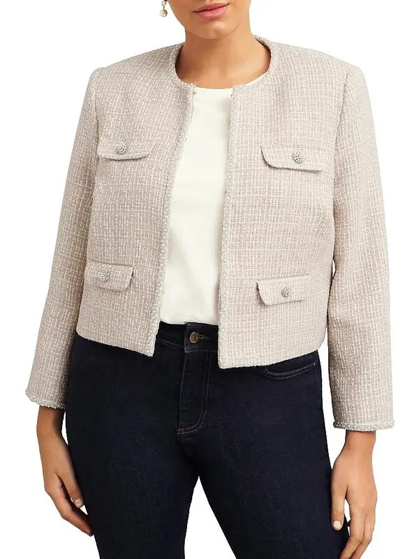 HOBBS LONDON Oriana Tweed Jacket - Oyster