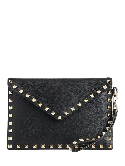 Valentino Garavani Rockstud Grained Leather Pouch - Nero
