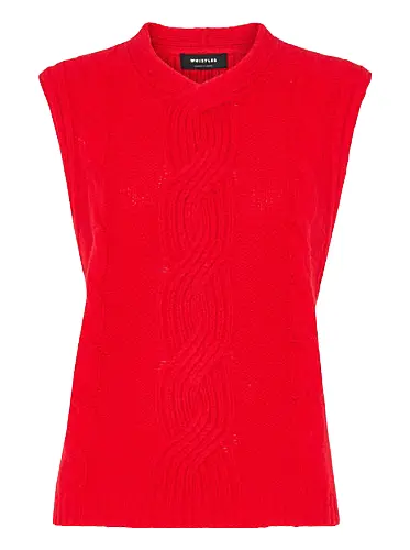 Whistles Cable-knit Wool-blend Vest - Red