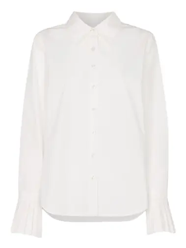 Whistles Marcy Pleated-cuff Cotton Shirt - White