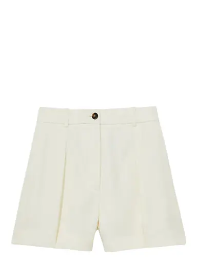 REISS Millie Pleated-front High-rise Woven Shorts - Cream