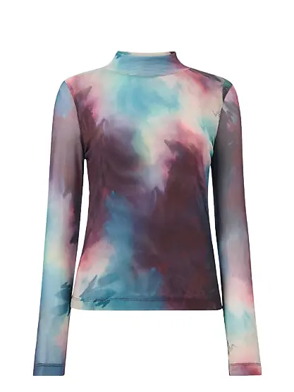 Whistles Printed High-neck Mesh Top - Multi-coloured