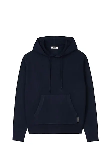Sandro Logo-patch Stretch-woven Hoody - Bleus