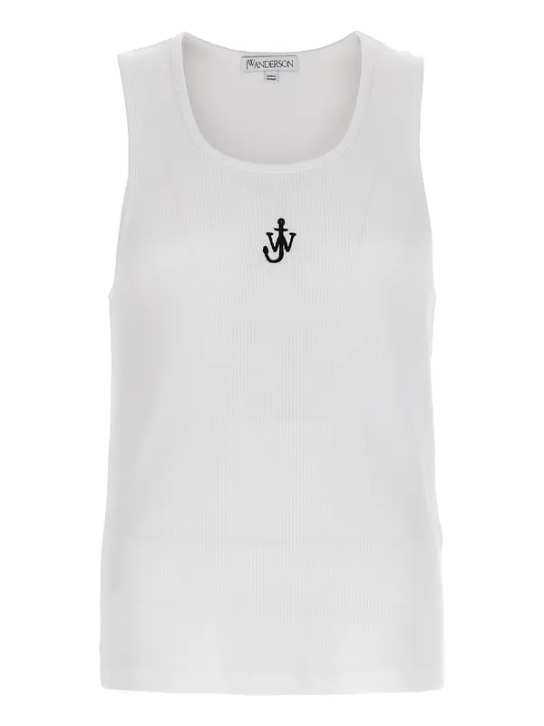 J.W.ANDERSON Anchor Embroidery Ribbed Tank - White