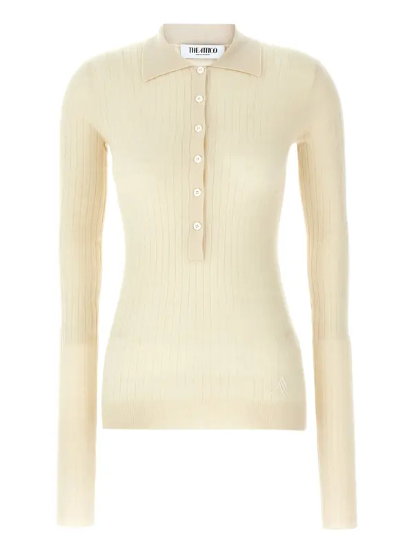 Attico Ribbed Cashmere And Silk Sweater - White