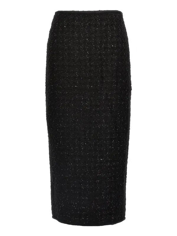 ROTATE BY BIRGER CHRISTENSEN Maxi Bouclé Skirt - Black