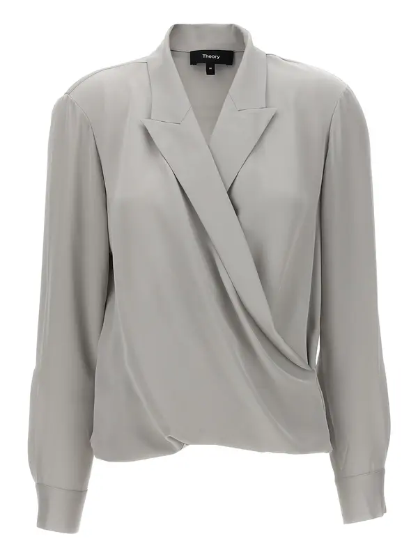 Theory Pk Label Wrap' Blouse - Gray