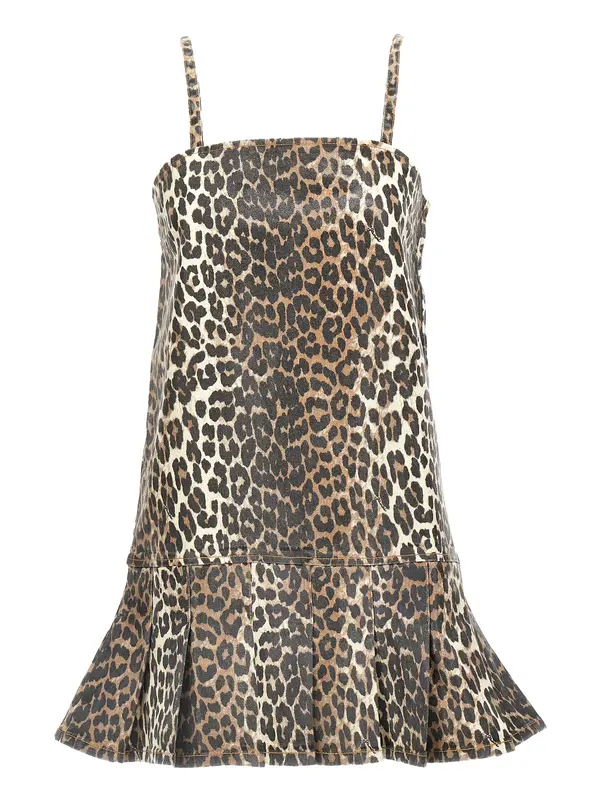 GANNI Leopard Print Mini Dress - Multicolor