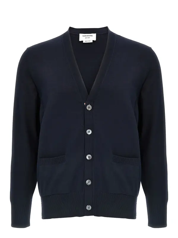 Thom Browne 4-bar Cotton Cardigan - Blue