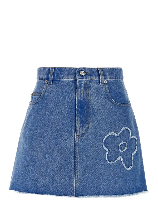 Marni Patch Denim Mini Skirt - Light Blue