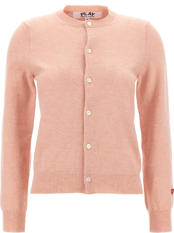 Play Comme Des Garcon Small Heart Cardigan - Pink