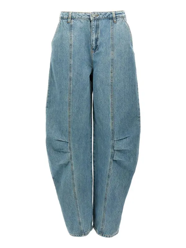 ROTATE BY BIRGER CHRISTENSEN Sculptured Wide Leg Jeans - Light Blue
