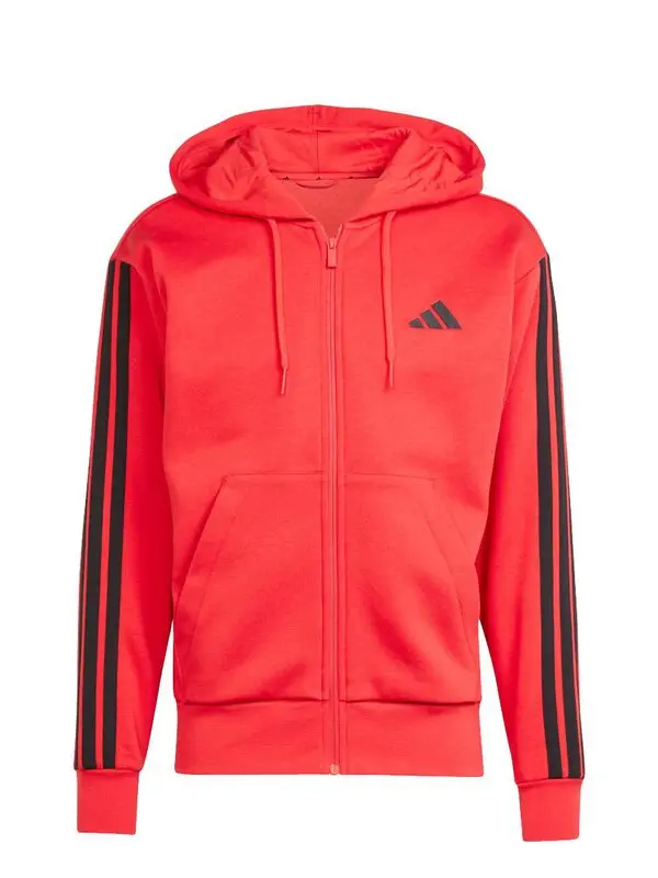 Adidas Essentials 3-stripes Fleece Hoodie - Pure Ruby / Black