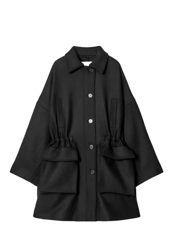 Cos Oversized Recycled Wool Workwear Coat - Black