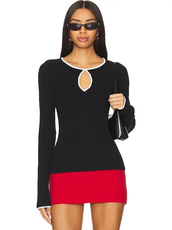 Show Me Your Mumu Tippi Top - Black Rib With White Trim