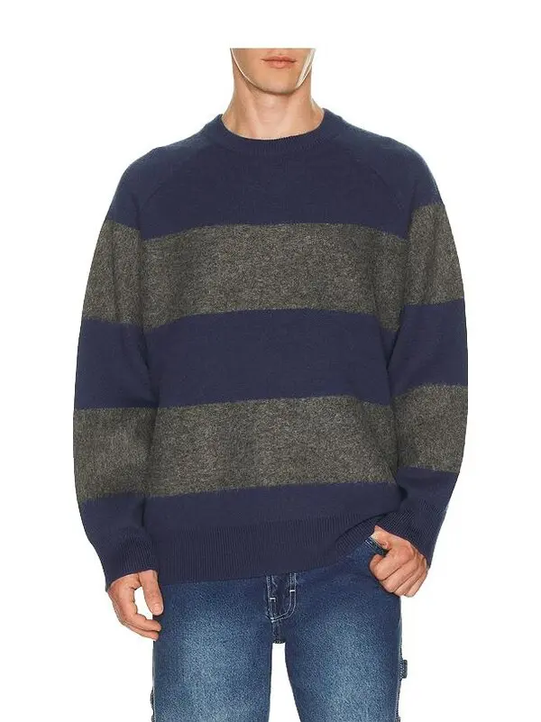 STAN RAY Knitted Sweater - Navy & Charcoal Border Stripe