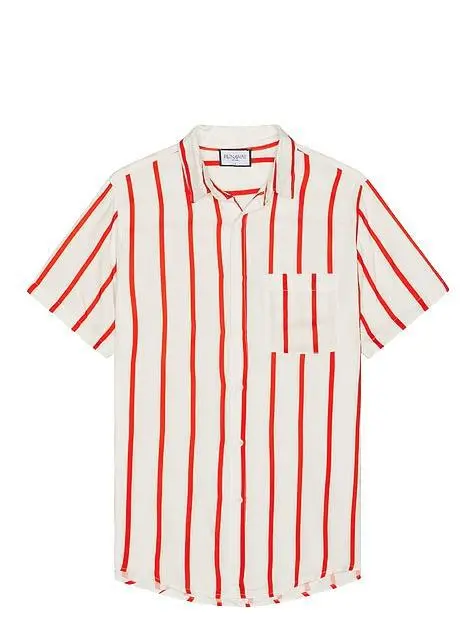 RUNAWAY THE LABEL Elijah Shirt In White - Red Stripe