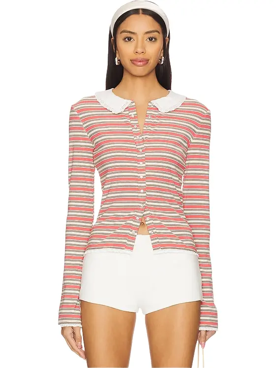 FAIT PAR FOUTCH Edith Cardigan - Scarlet Stripe