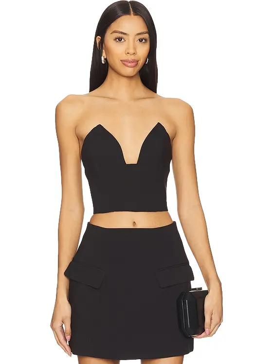 Bardot Delphi Strapless Crop Top - Black