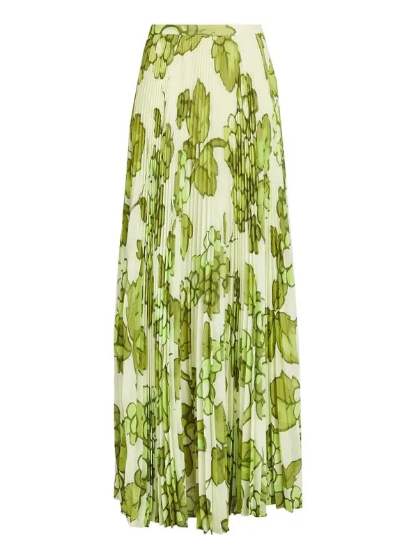 Etro Floral-print Plissé Chiffon Maxi Skirt - Lime Green