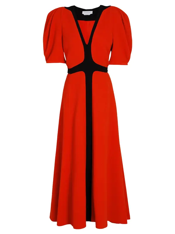 Gabriela Hearst Luz Pleated Wool-crepe Midi Dress - Tomato Red