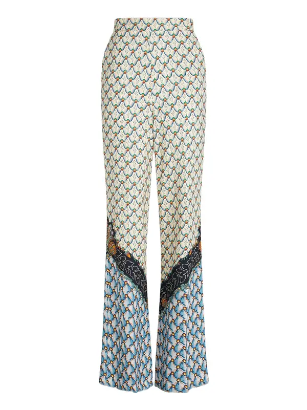 Etro Printed Crepe De Chine Wide-leg Pants - Ecru