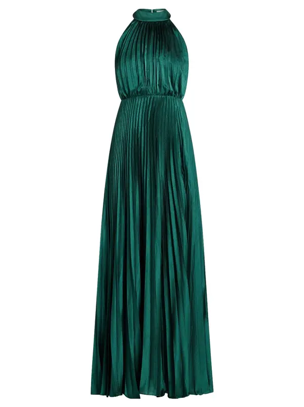 Monique Lhuillier Pleated Maxi Dress - Green