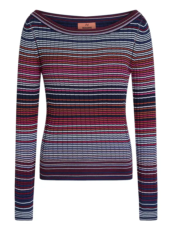 Missoni Striped Ribbed Top - Navy