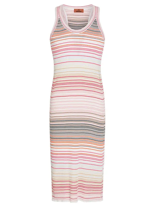 Missoni Striped Ribbed Cotton-blend Dress - Baby Pink