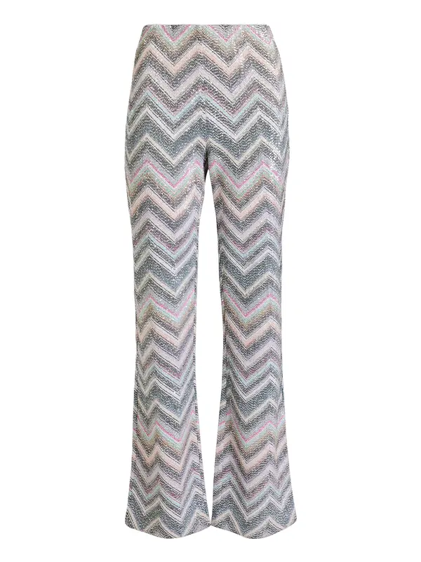 Missoni Sequined Metallic Crochet-knit Flared Pants - Gray