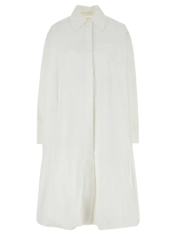 JIL SANDER Poplin Shirt Midi Dress - White