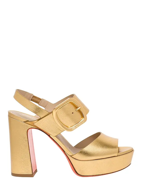 Santoni Bruxel Metallic Platform Sandals - Gold