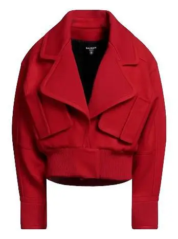 Balmain Jacket In Virgin Wool, Polyamide, And Polyester - Red