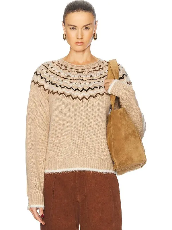 Guest In Residence Chalet Cashmere Crew Sweater - Dune Combo