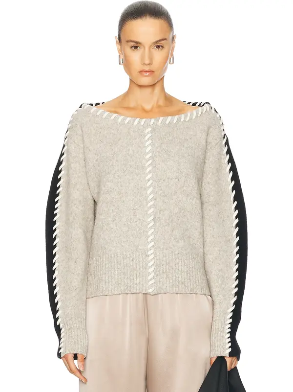 AISLING CAMPS Whip Stitch Sweater - Black  Putty  & Ivory