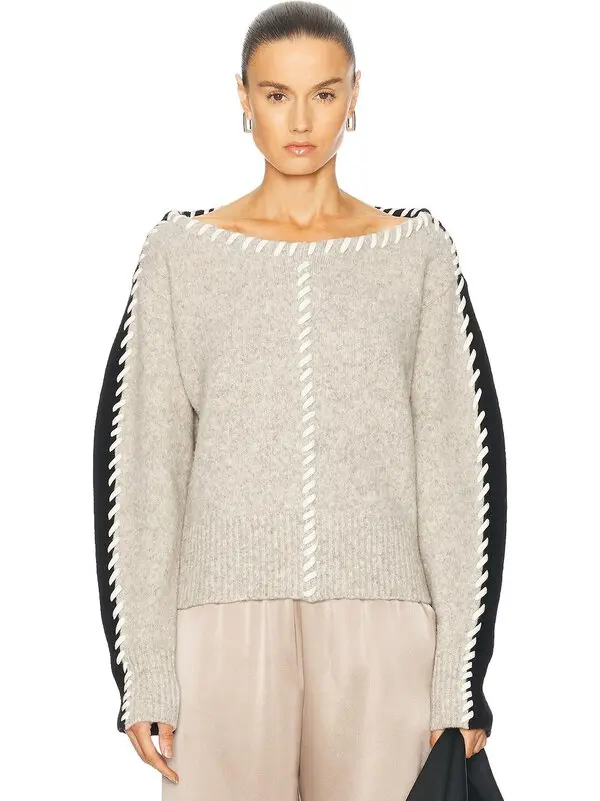 AISLING CAMPS Whip Stitch Sweater - Black  Putty  & Ivory