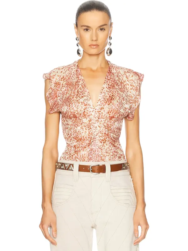 Isabel Marant Lonea Top - Light Red & Ecru