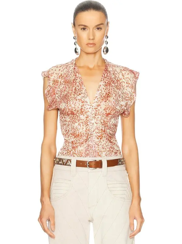 Isabel Marant Lonea Top - Light Red & Ecru