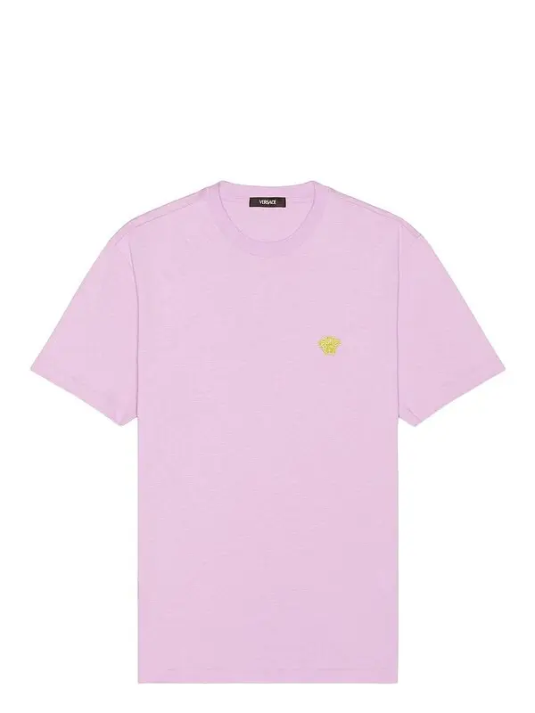Versace Medusa Pop Embroidery Tee In Lavender - Pastel Violet